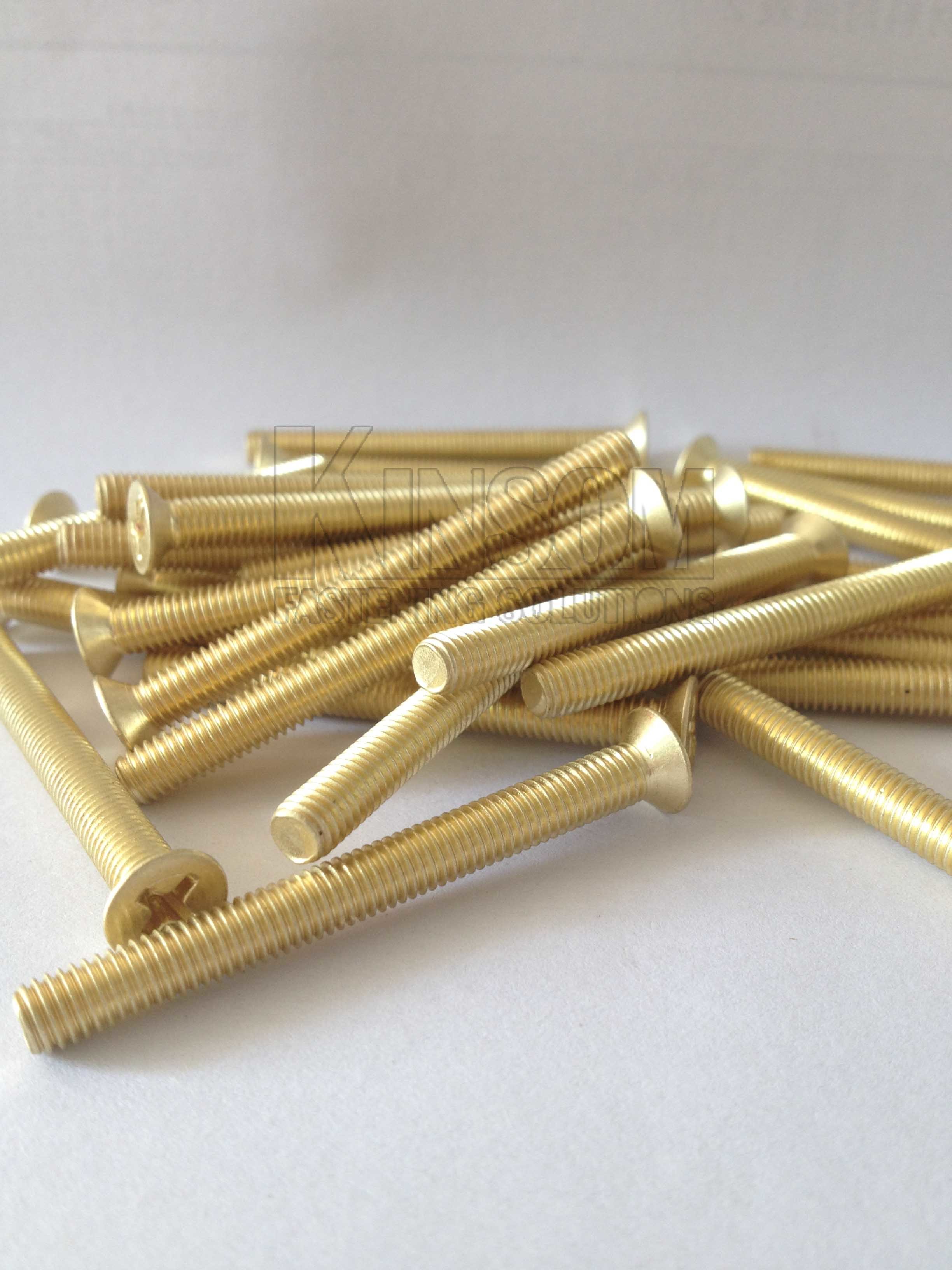 Countersuck CSK flat head screws machine thread copper golden coating ...