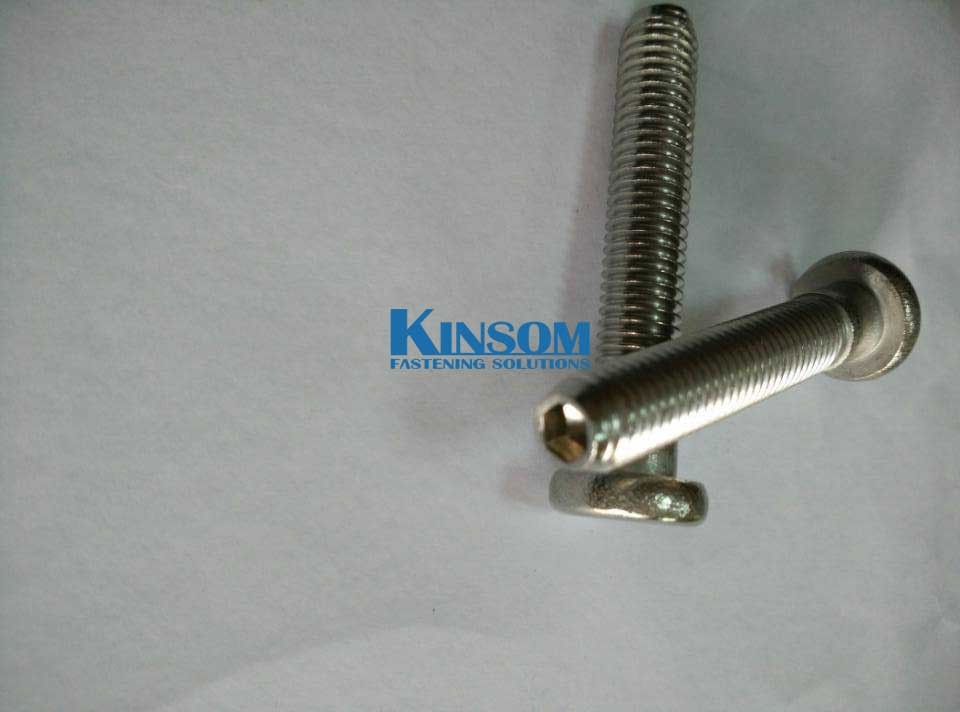 Flat thin head step semi-tubular rivets with external half thread hex ...